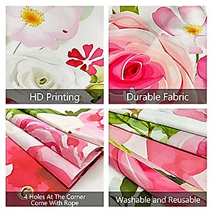 P.G Collin Happily Ever After Floral Banner Backdrop Sign Wedding Bridal Shower Engagement Bachelorette Party Decorations Supplies for Women 6 x 4ft Pink Pink Happily