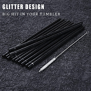 ALINK 13 IN Reusable Clear Straws + 12 Black Glitter Straws