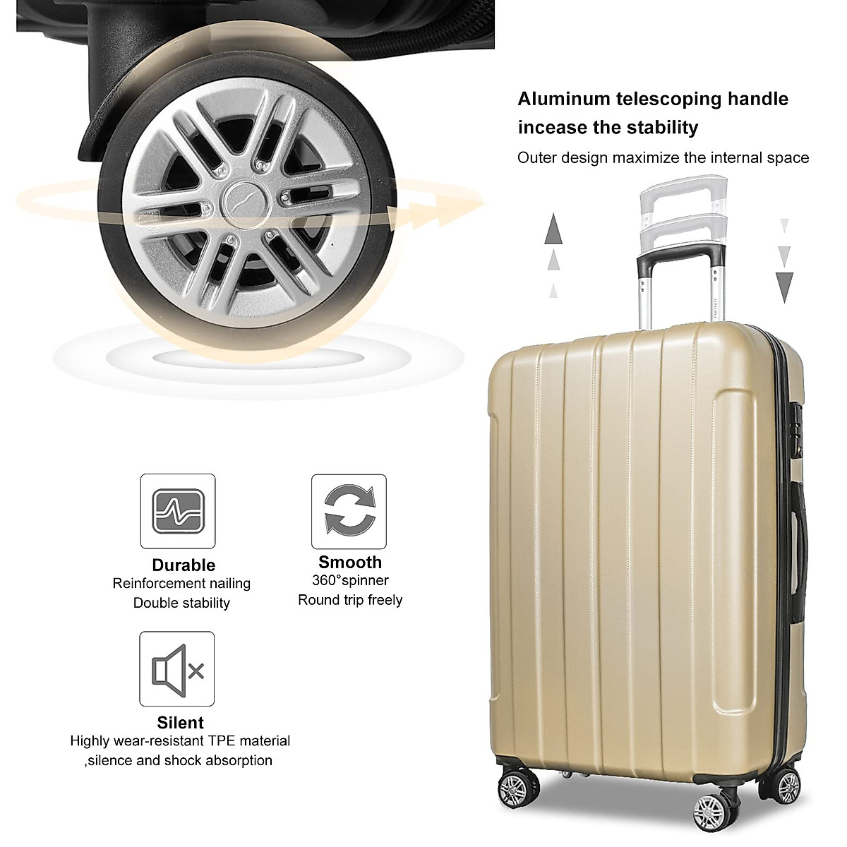 FOCHIER Carry On Luggage Airline Approved with Spinner Wheels,PC+ABS, 20inch Hard Shell LIghtweight Small Travel Suitcase Carry-On Suitcase With Wheels & TSA Lock