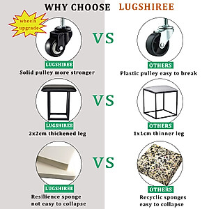 LUGSHIREE 5 in 1 Nesting Ottoman Cube Chair, Stackable Stools, Leather Square Ottoman Bench, Foot Stool with Wheels for Living Room,Dining Room 15.75x15.75x16.54 inches