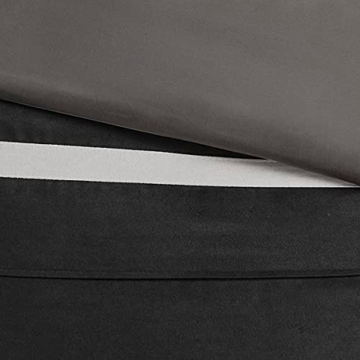 Madison Park Palmer Comforter Set - Faux Suede Design, Striped Accent, All Season Down Alternative Bedding, Matching Shams, Decorative Pillow, Bed Skirt, Queen (90 in x 90 in), Black 7 Piece