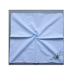 Women's Handkerchiefs 100% Cotton Rose Embroidery Hankies 17"