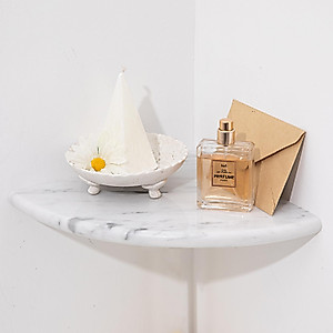 Lovdeco Marble Corner Shower Shelf, Carrara Marble, Polished 9" Round Edge Corner Shelves for Bathroom, Shower, 1 Piece