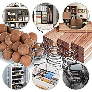 Cedar Hyde Cedar Blocks for Clothes Storage | Cedar Hang Ups & Cedar Balls | Clothes Protection & Deodorizer | 22 Pieces, 12 Cedar Hang Ups & Bonus 10 Cedar Balls | U.S.A Seller