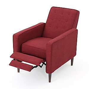 Christopher Knight Home GDFStudio Mason Mid-Century Modern Tuft Back Recliner (Qty of 1, Fabric/Red).