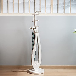 DOUBAO Wooden Wall Entrance Floor Standing Coat Rack Clothes Garment Rack Wardrobe Hat Stand Furniture (Color : E, Size : As Shown)