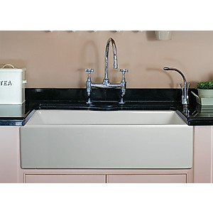 ALFI brand AB3618HS-W 36" Smooth Apron Single Bowl Fireclay Farm Sink, White