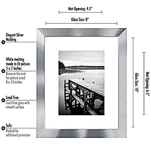 Americanflat 8x10 Picture Frame in Silver - Displays 5x7 with Mat and 8x10 Frame Without Mat - Composite Wood with Polished Glass - Horizontal and Vertical Formats for Wall and Tabletop