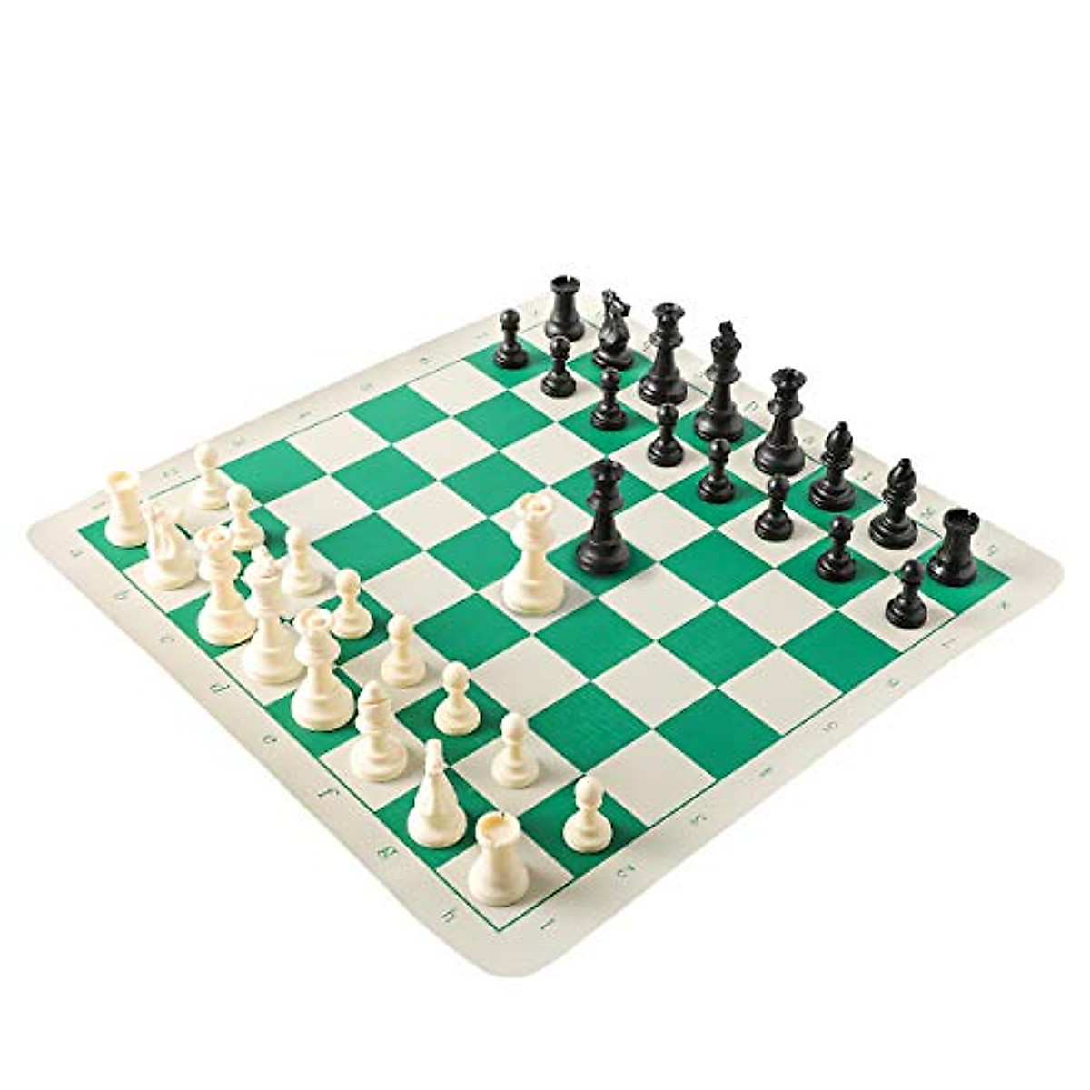 HOLYKING 20" Tournament Travel Chess Sets Roll Up, Beginner Portable Vinyl Chess Board Game Set in Carry Tube, Family Games for Kids Adults -Forest Green