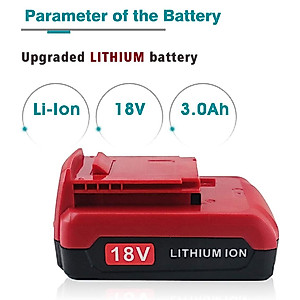 2 Pack 3.0Ah PC18BLX 18V Replacement Battery for Porter Cable 18V Battery PC18BL PC18B-2 Compatible with Porter Cable 18V Lithium Battery PC18BLEX PCC489N PC188 Power Tools (Red)