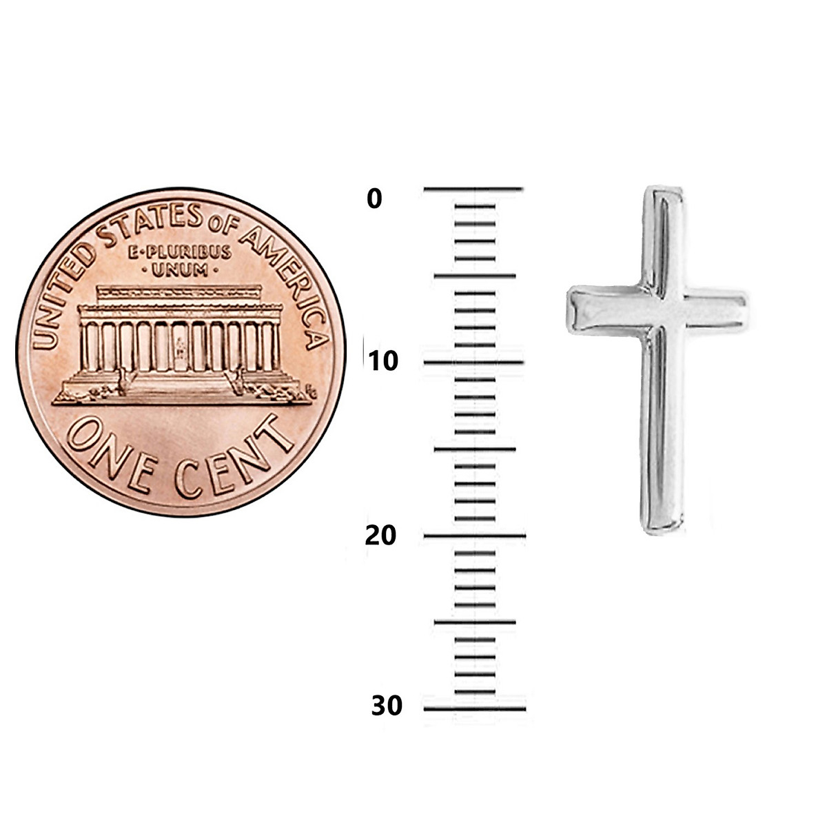 Ritastephens 14K White Gold Sideways Cross Necklace Adjustable Chain 16-18 inches