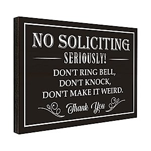 No Soliciting Sign for House or Office, No Solicitors Sign for Front Door or Wall Decor, No Soliciting Signs for Home or Business 3.55" x 5.15" (with Strong Adhesive Tape) - PMA001