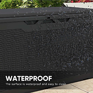 Patiowell 100 Gallon Resin Deck Box with cushion, Waterproof Large Outdoor Storage Box for Patio Furniture and Garden Tools, Black