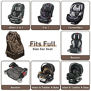 GeTump Car Seat Travel Bag, Large Car Seat Travel Cover Bag with Heavy Duty Fabric for Water Dirt Tear Resistant, Gate Check Bag for Airplane Fits Infant Booster Convertible Carseat for Airport Cover
