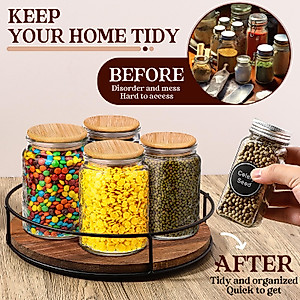 Geetery 4 Pack 11 Inch 12 Inch Wood Lazy Susan Organizer for Cabinet 360 Degree Kitchen Countertop Turntable Organizer with Steel Edges Lazy Susan Turntable Storage for Table Spices Pantry Fridge