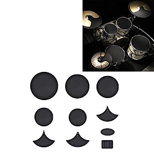 Drum 10 Pcs Drum Practice Pad Portable Silent Drum Pad Black Bass Snare Drum Sound off Mutes Set for Quiet Practice with 4pcs Clips