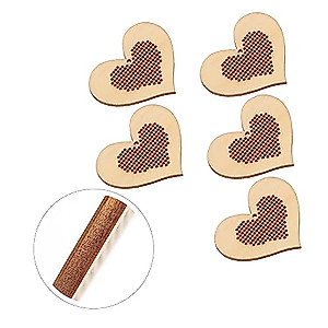 SEWOART 5pcs Cross Stitch Wood Pieces Heart Pendant Embroidery Kit Handmade Wooden Craft Shapes Cross- Wood Slice Wooden Hanging Hearts DIY Handmade Cross-Stitch Wooden Chip Ornament