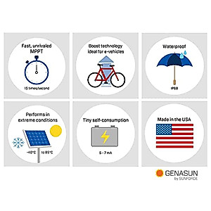 Genasun GVB-8-Li-56.8V-WP, 8 A (Input) 350 W Solar Panel, Waterproof Voltage Boosting MPPT Solar Charge Controller for 48 V Nominal 16S LiFePO4 Batteries (Golf Carts, Electric Boats, etc.)