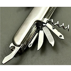 Geralt Pocket Knife 11-in-1 Premium Multi-Tool Heavy Duty Stainless Steel Construction Multi-Function Silver *Survivor Series* With Bottle Opener, Large Folding Knife, Phillips and Flathead Screwdrivers, Saw, Scissors, and More (in Tin or Gift Box)