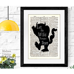 Wild Things - Decor - 4 piece set - Dictionary Art Print Quotes and Sayings Print - UNFRAMED 8 X 10 inches