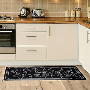 ROTTOGOON Kitchen Floor Mat Set of 2, Cushioned Anti Fatigue Kitchen Mat 17"x47"+17"x29", Non-Slip Waterproof Kitchen Rug, Premium PVC Comfort Kitchen Mats and Rugs for Kitchen, Office, Home, Laundry