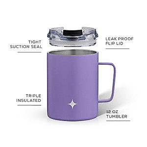 JoyJolt Triple Insulated Tumbler with Handle. 12 oz Tumbler Cup with Lid. Vacuum Sealed, Copper Lined, Double Wall Stainless Steel Tumblers. Travel Mug with Lid, Coffee Tumbler, Smoothie Cup, Tea Mug