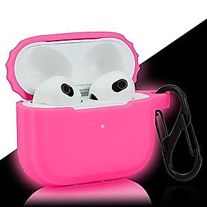 Case Airpods 3 Replacement for Apple AirPods 3rd Generation 2021, Pink Airpod 3 Gen Silicone Protective Skin Sleeve Accessory Glow in Dark for Girl, Women - LEFXMOPHY