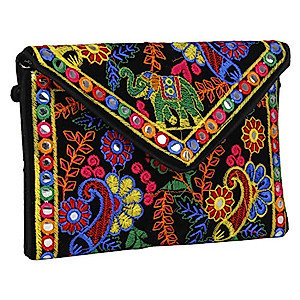 Elephant Sling Bag, Foldover Clutch, Hand Bag, Shoulder Bag & Cross Body Bag for Women & Girls (Black Color))