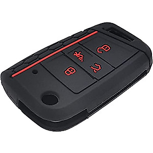 EXUNTECH 2Pcs Silicone Remote Key Fob Cover Compatible for 2020 2019 2018 2017 VW Volkswagen Golf Alltrack Sportwagen GTI Tiguan Atlas Polo Skoda Octavia, Red Blue Buttons