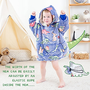 KIVEE Cute Wearable Blanket Hoodie Kids Toddlers Dinosaur Sweatshirt Blanket with Giant Pocket Glow in the Dark Dino Hooded Blanket Girl Boy Birthday Dinosaur Gifts