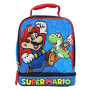 Bioworld Super Mario Bros. Square Double Compartment Insulated Lunch Box