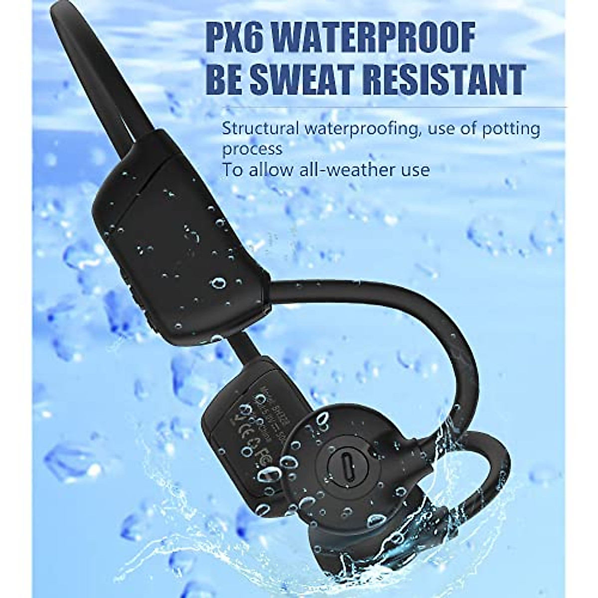 eKudgel Bone Conduction Headphones Bluetooth Wireless Open Ear Headset with 32GB MP3 Sweat Resistant for Running