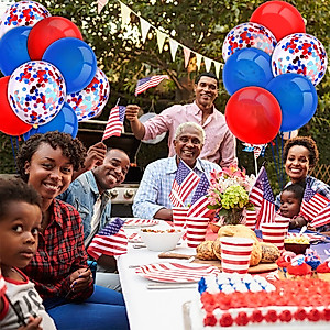 80 Piece 12 Inch Confetti Latex Balloons Event Party Supplies St Patrick's Day 4th July Labor Day Mardi Gras Wedding Birthday Baby Shower Balloons(Red, Blue)