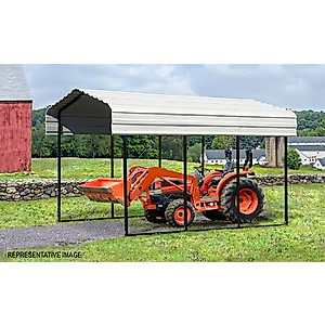 Arrow Carports Galvanized Steel Carport, Compact Car Metal Carport Kit, 10' x 24' x 9', Eggshell