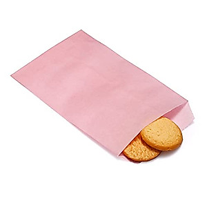 Baby Pink Flat Greaseproof Paper Cookie Bags 4x6 for Bakery Treat Candies Dessert Chocolate Soap Gifts Wedding Invitation Party Favor, Pack of 100 by Quotidian (4'' x 6'')