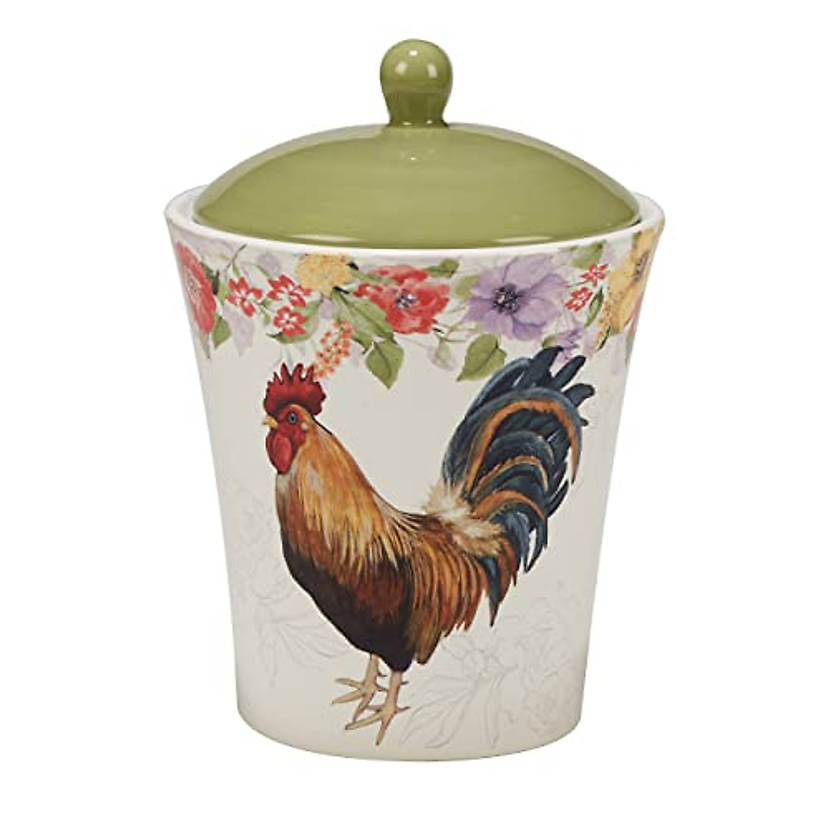 Certified International Floral Rooster 3 Piece Canister Set 54 oz, 72 oz, 104 oz, Multicolor