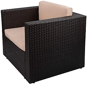 Homall Outdoor Patio Furniture All Weather PE Rattan Wicker Chair Single Sofa with Cushions for Lawn Poolside Backyard Garden