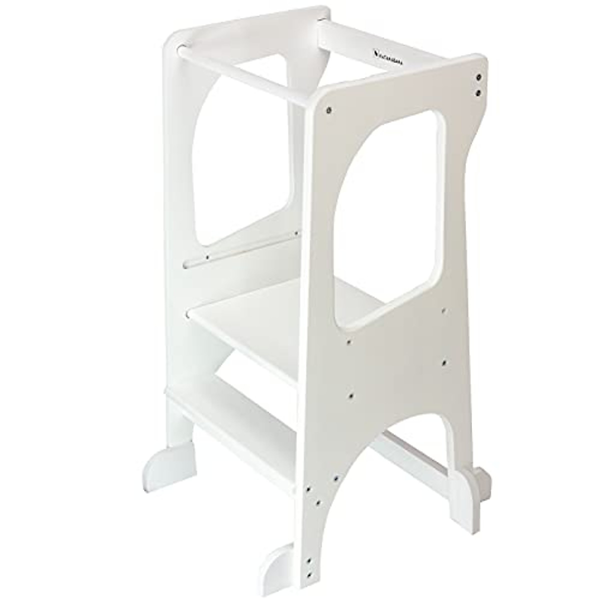 KATANABANA Kids Kitchen Step Stool Helper Made from Hardwood - Montessori Standing Tower for Learning (White)