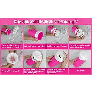 Slushie Maker Cup - DIY Magic Slushy Maker Squeeze Cup, Portable Smoothie Squeeze Cup for Juices, Milk and Ice Cream Make, Double Layers Silica Cup with Lid & Straw for Friends, Family Gifts (Pink)
