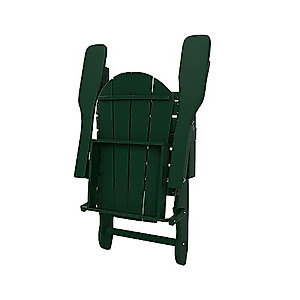 WO Home Furniture Adirondack Chair Lounger Outdoor Folding for Fire Pit, Beach, Balcony, Backyard, Lawn, Patio, Pool, Deck, Garden (Dark Green)