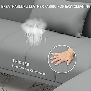 YITAHOME Sectional Couches for Living Room, U Shaped Sofa Faux Leather Modern Modular Couch with USB & Type C Charging Ports Double Chaise and Comfy Upholstered, Dark Grey