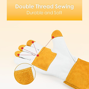 Long Gardening Gloves,Thorn Proof Genuine Leather Work Gloves, Garden Gloves with Long Cowhide Gauntlet to Protect Your Arms Until the Elbow, Working Gloves for Man and Women (Medium, Brown)