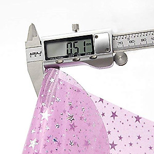 Glitter Synthetic Leather Fabric Laser Star Printed Translucent Sheets 8 pcs 7.7" x 12.9" (20cm x 33cm) DIY Craft Assorted Colours for Hair Bows (Translucent Leather)