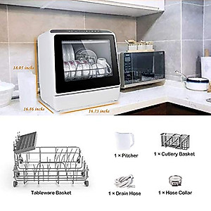 YOOYIST Portable Countertop Dishwasher, 5-Liter Built-in Water Tank, Suitable For Glass and Fruit Wash