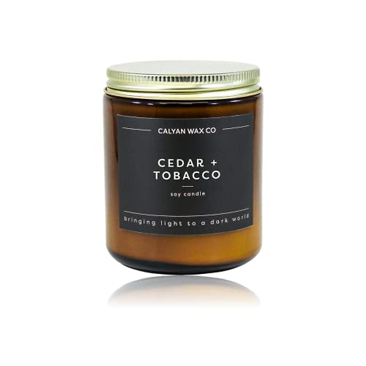 Calyan Wax Soy Wax Candle, Cedar & Tobacco Scented Candle for The Home | Premium Candle with Essential Oils | 7.2 oz 57 Hour Burn | Soy Candle in Amber Glass Jar | Aromatherapy, Gift