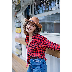 Toppers Wide Brim Fedora Hats for Womens Mens Cowboy Hat Outdoor Panama Hat Camel