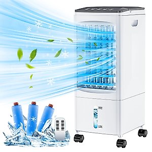 Portable Air Conditioners, 1.45 Gal Evaporative Air Cooler, Portable AC Cooling Fan w/ 3 Spds & Cooling Mode & Timer, Swamp Cooler w/Remote, Windowless Air Conditioner Portable for Room Home