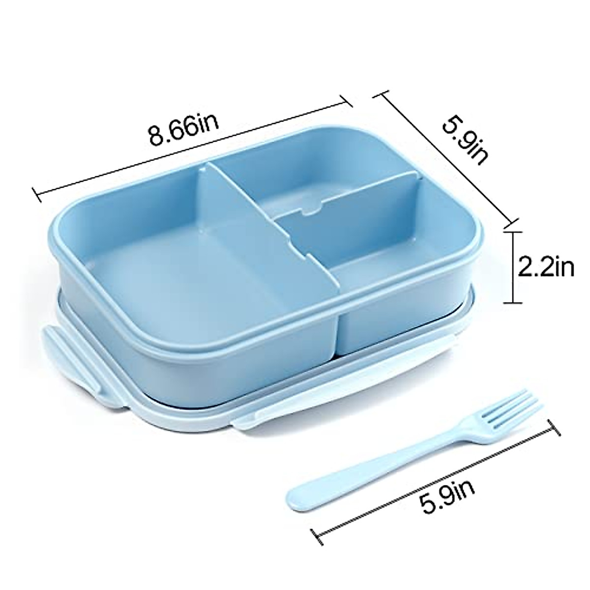 Jeopace Bento Box, Bento Box Adult Lunch Box,Kids Bento Box with 3 Compartments,Lunch Containers Microwave Safe(Flatware Included,Blue+Purple)