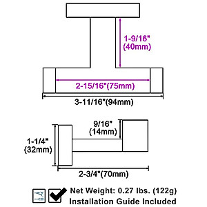 APLusee Double Robe Towel Hook, Stainless Steel Square Dual Coat Hook, Utility Bath Kitchen Storage Hanger Holder, Matte Black…