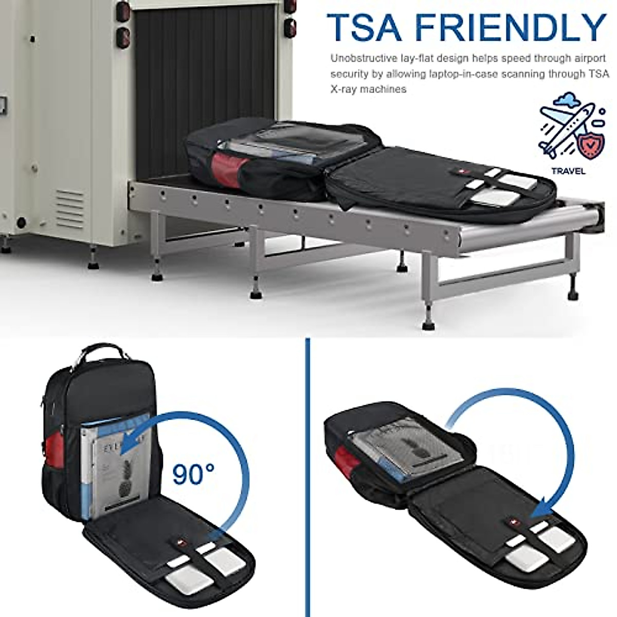 Extra Large Laptop Backpack, Travel Backpack 50L, Waterproof Computer Backpack with USB Port, TSA Approved Business Bag for Men Women Teacher, Heavy Duty Backpack Fits 17.3 Inch Laptop & Notebook, Red